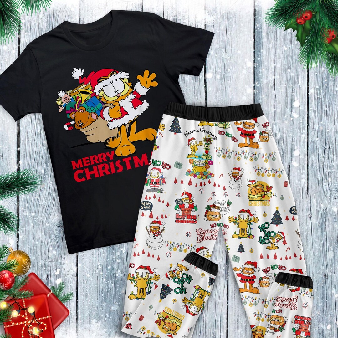 Garfield Cat Holiday Pajamas Set, Garfield Cat Personalized Family ...
