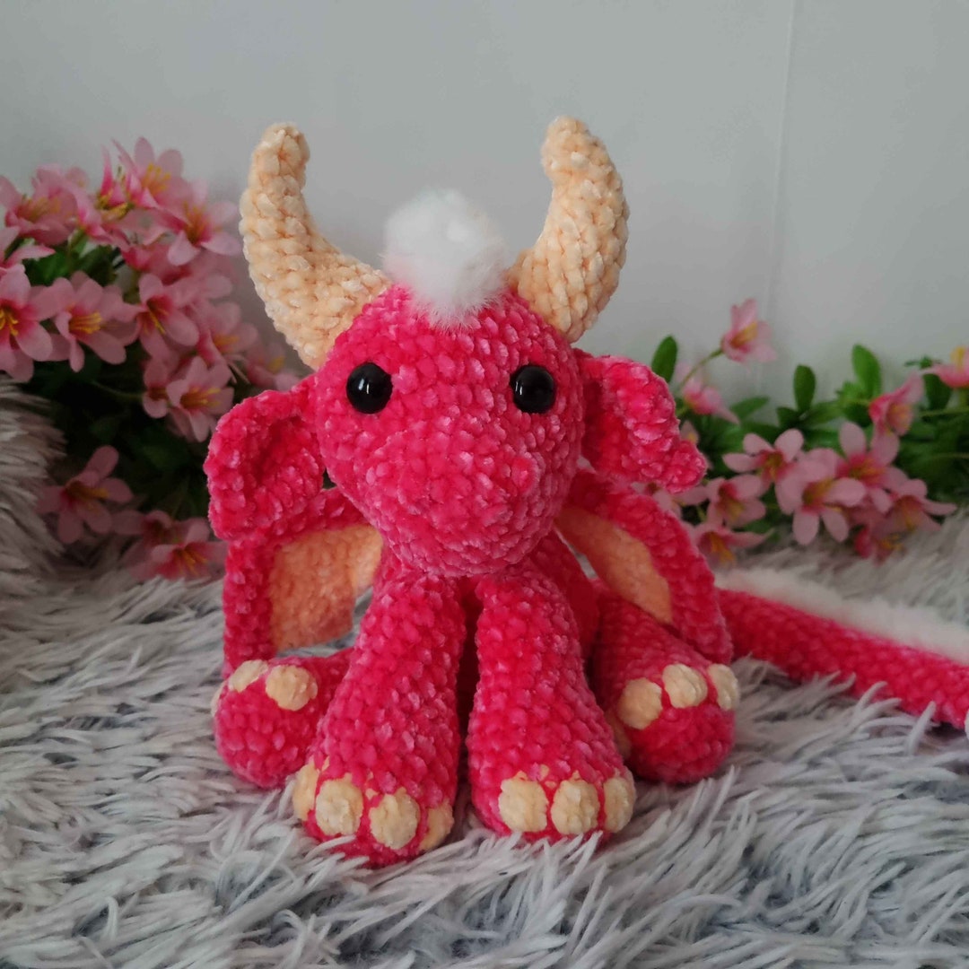 Rosie the Baby Snuggle Dragon Plushie 17 Long Crocheted Amigurumi READY ...