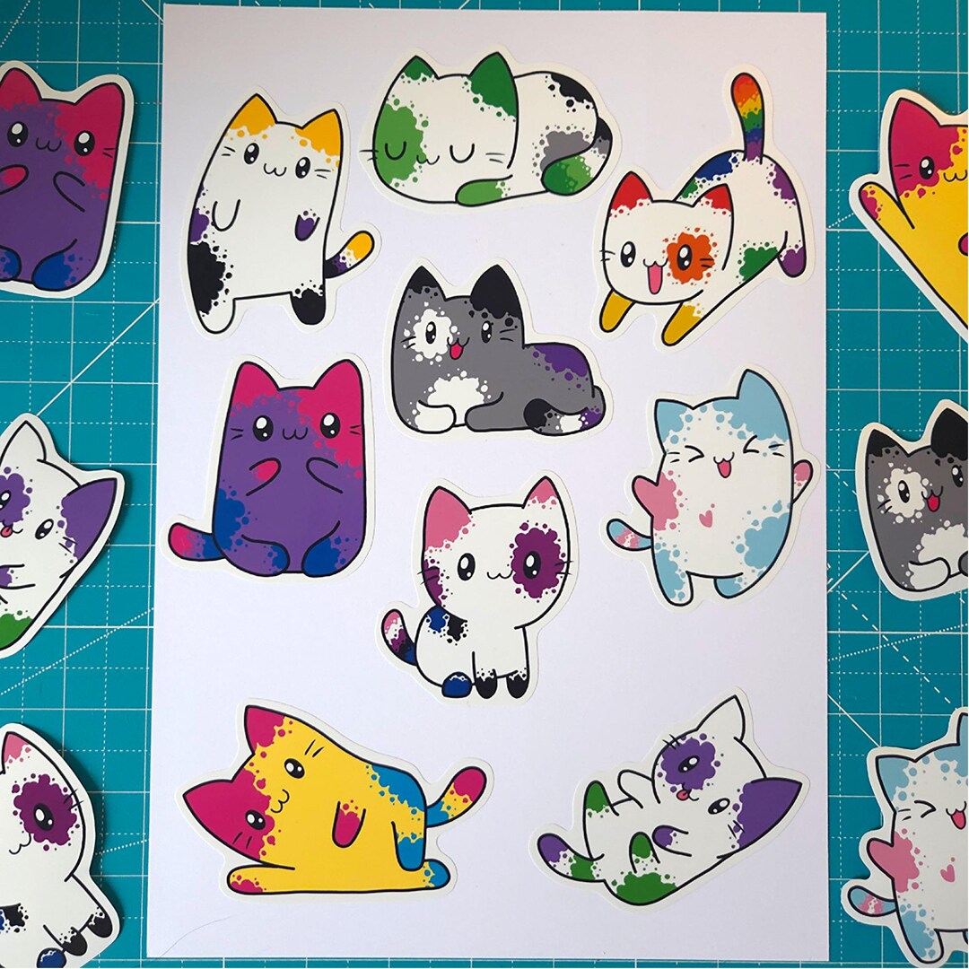 LGBT+ Cats Sticker Pack | 2 Sizes | 9 Handcut Vinyl Stickers | Durable ...