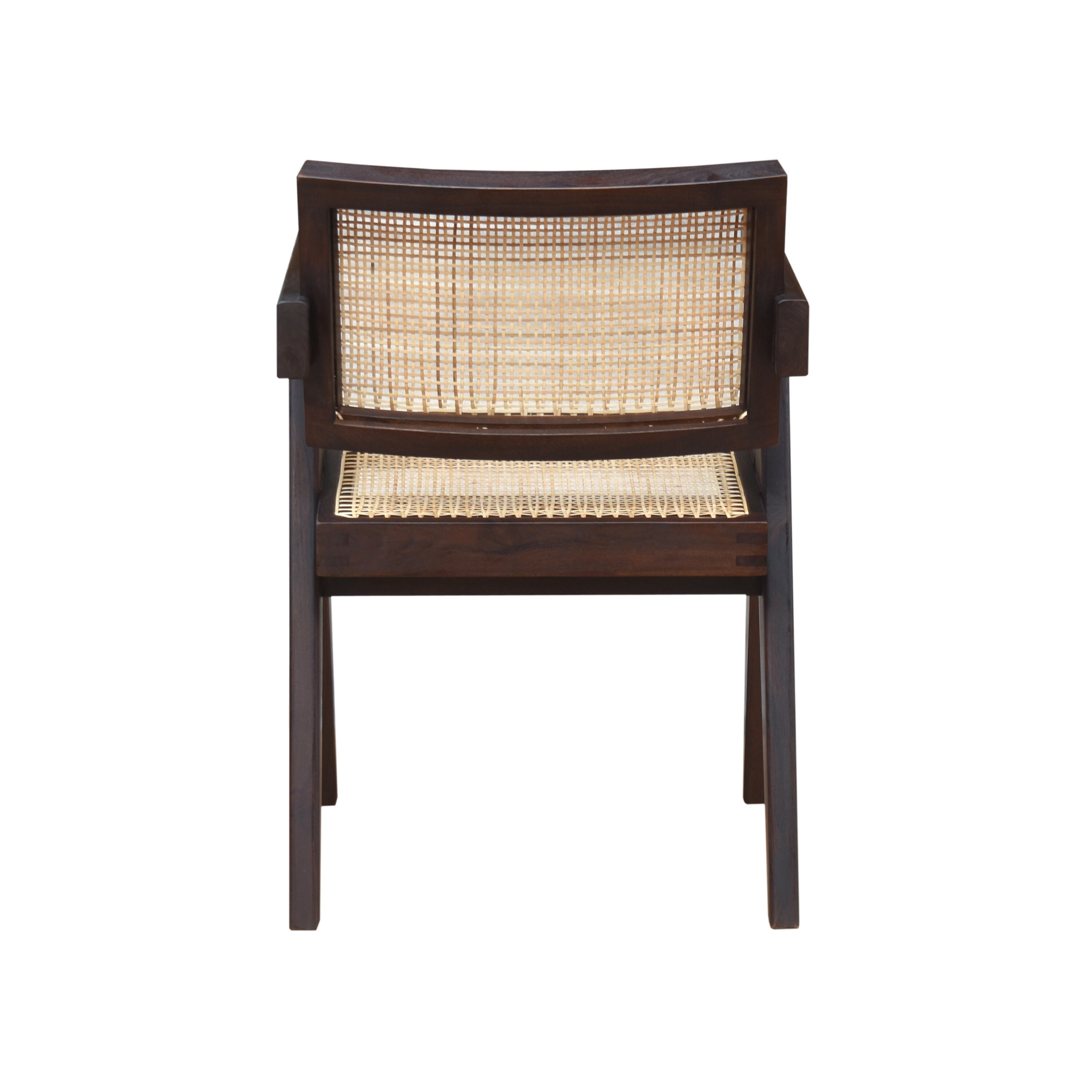 Teak Wood Rattan Weaved Arm Chair pierre Jeanneret dark - Etsy