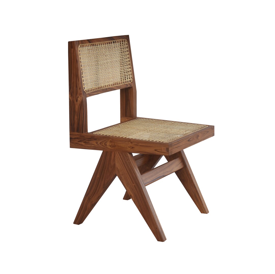 Teak Wood Rattan Hand Weaved Armless Dining Chair Pierre - Etsy