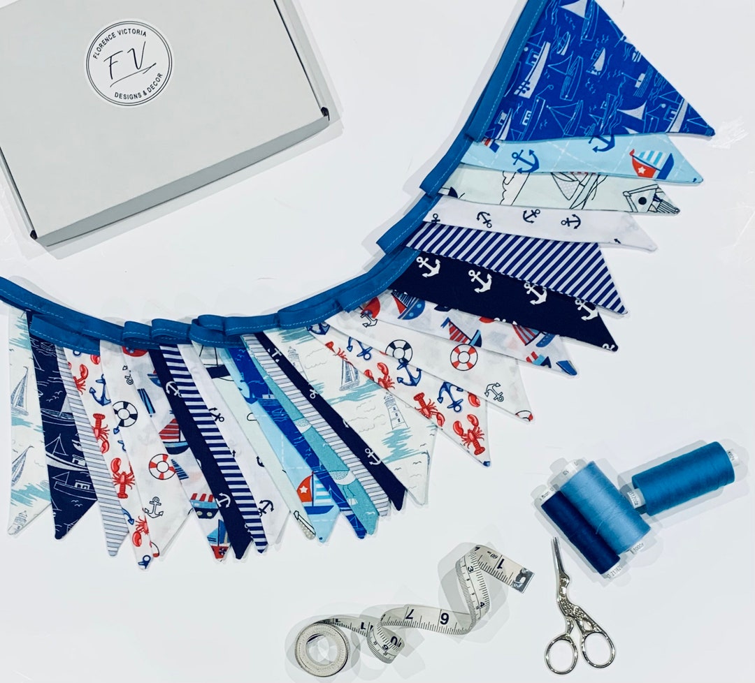 Blue Nautical Themed Bunting/garland/banner, Nautical Theme Wall Decor ...