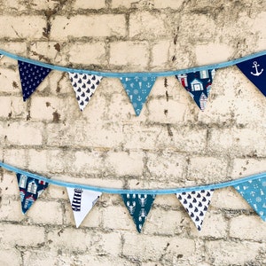 Blue Nautical Themed Bunting/garland/banner, Nautical Theme Wall Decor ...