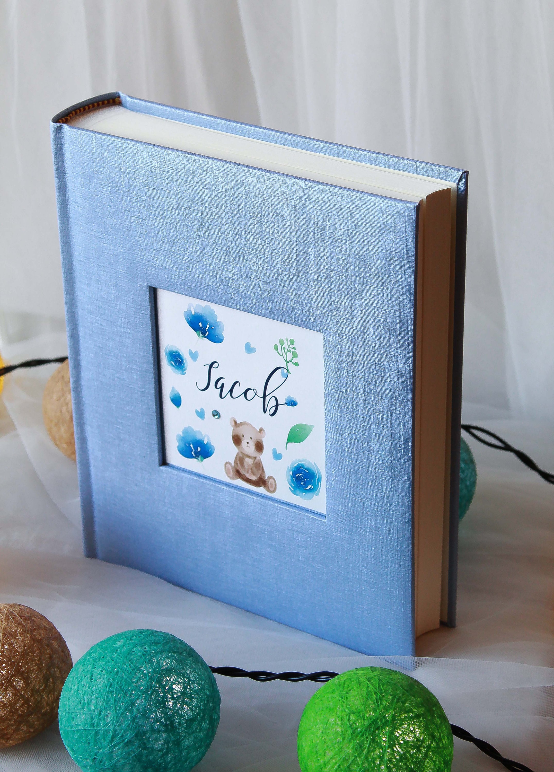 Blue baby boy photo album Kids photo album personalized | Etsy