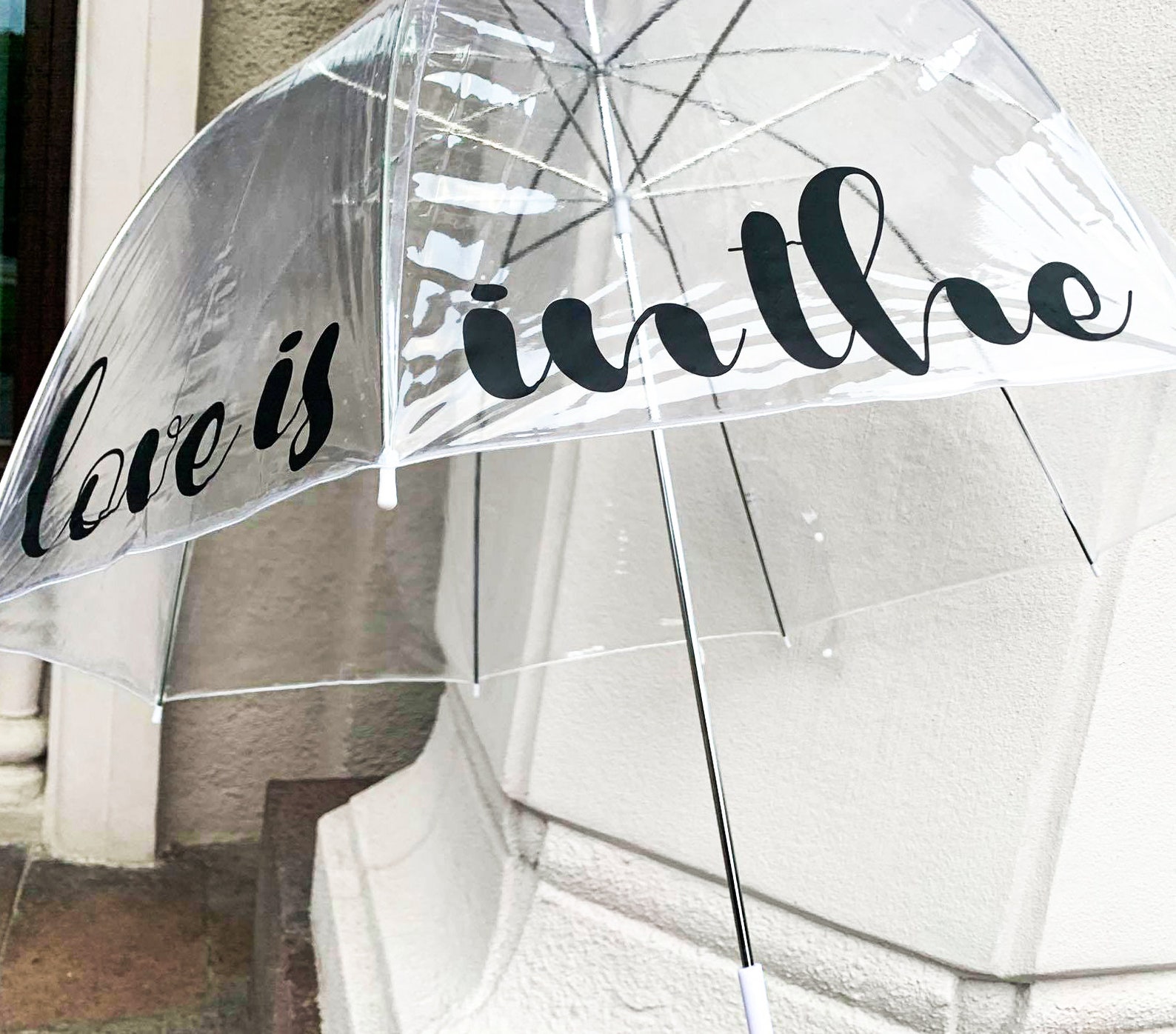 Clear PVC Umbrella with inscription parasol for couple | Etsy