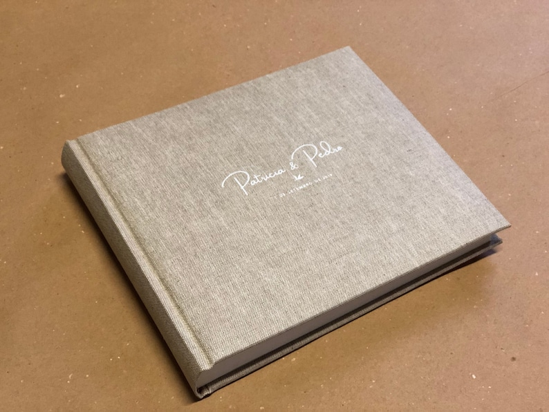 Álbum de fotos de lino natural con inscripción blanca - Etsy España
