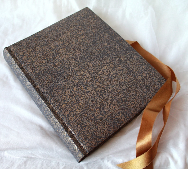 Gold & Black Classic Photo Album With Satin Ribbon Closure | Etsy