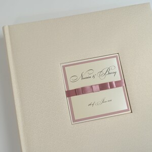 Beige Personalized Wedding Album, Large Wedding Album With Satin Ribbon ...