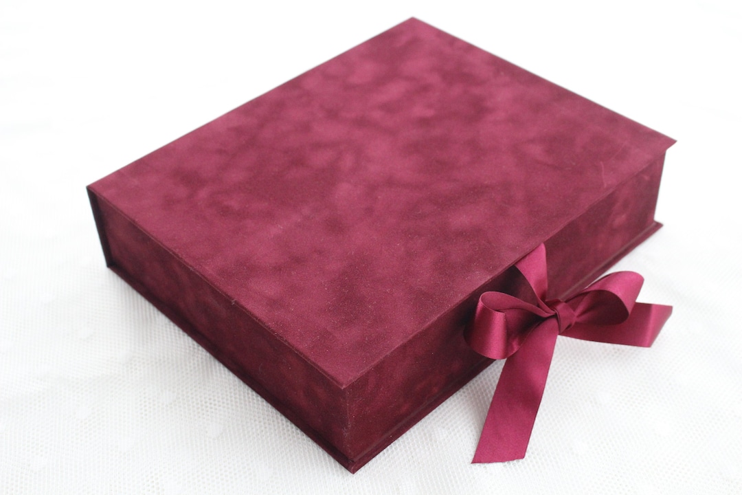 Box for Wedding Photo Album, Keepsake Box, Burgundy and Emerald Colors ...