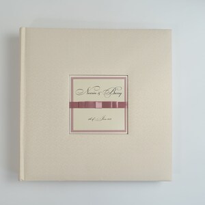 Beige Personalized Wedding Album, Large Wedding Album With Satin Ribbon ...