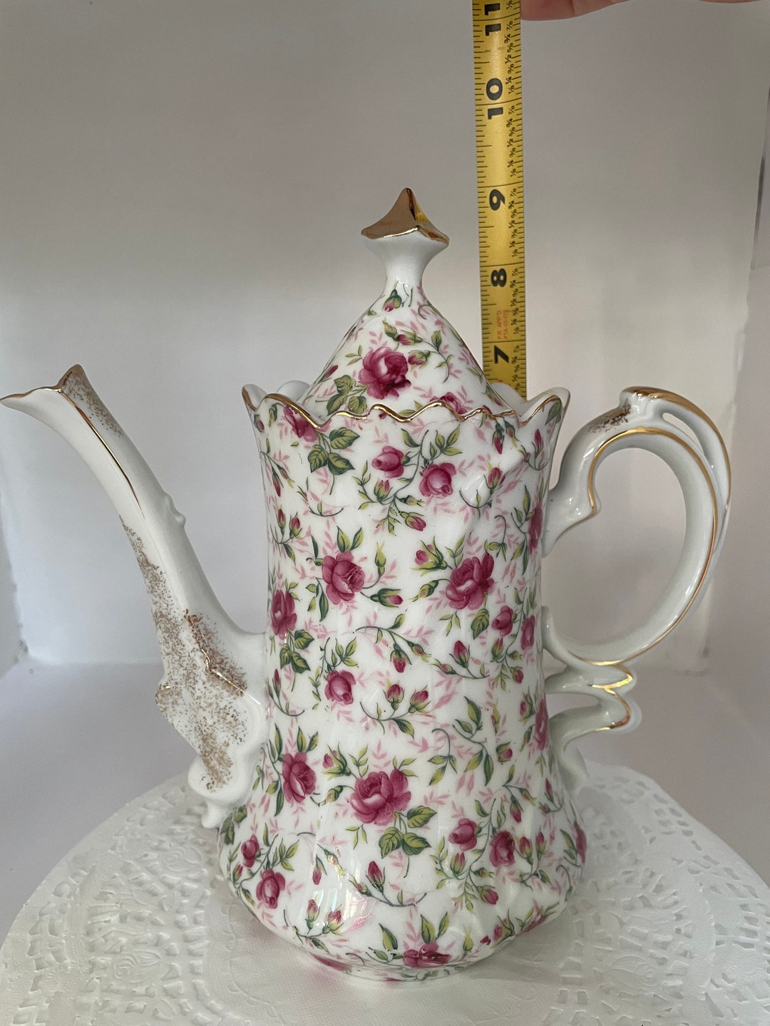 Lefton Chintz Tea Pot, Pink Roses. - Etsy