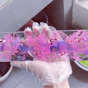 Koi Fish Keyboard Artisan Wrist Rest, Rainbow Epoxy Resin Water Ink ...