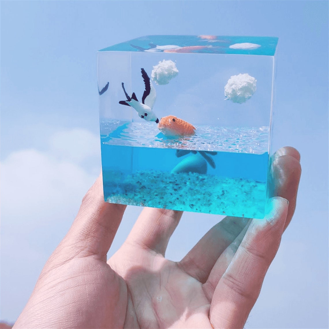 Swallow & Fish Night Light Lamp Artisan Epoxy Resin Lamp USB - Etsy