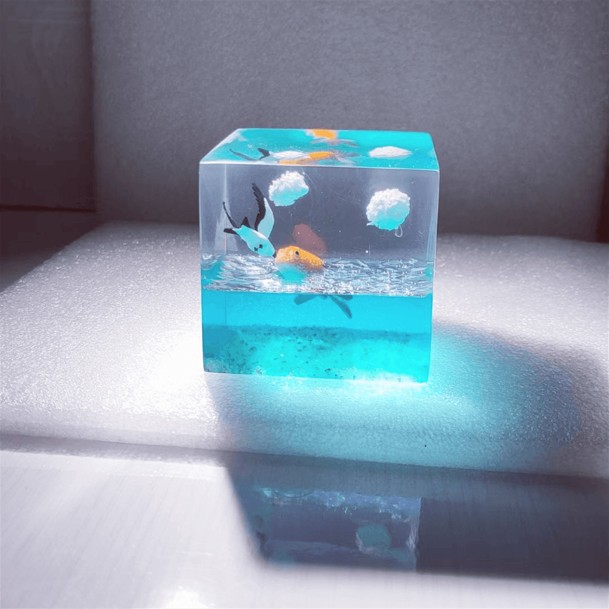 Swallow & Fish Night Light Lamp Artisan Epoxy Resin Lamp USB - Etsy