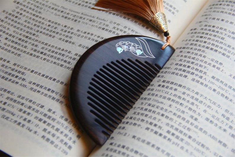 Black Wood Comb Silver Thread Comb Black Wooden Bookmarks - Etsy