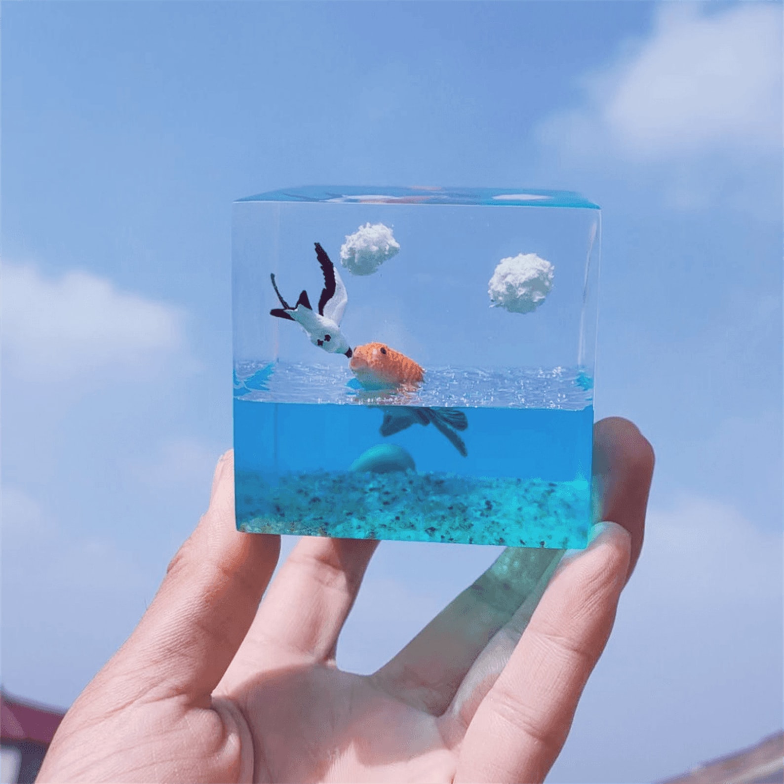 Swallow & Fish Night Light Lamp Artisan Epoxy Resin Lamp USB - Etsy