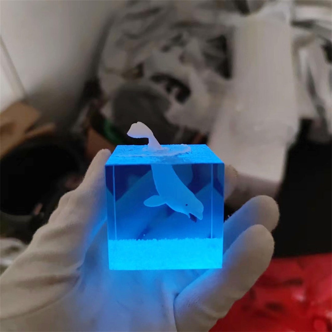 Beluga Resin Cubes, Night Light Lamp, Glow in the Dark, Whale Leap ...