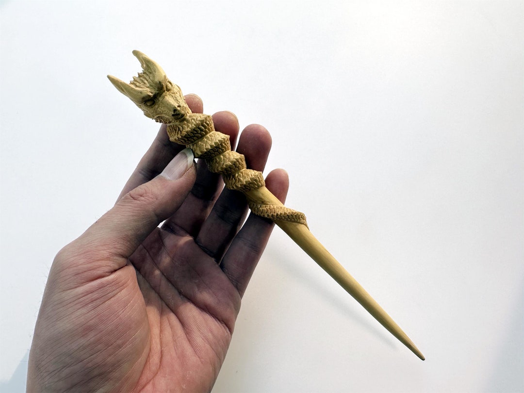 Classic Handmade Dragon Hairpin, Boxwood Hairpin, Ornamental Hairpin ...