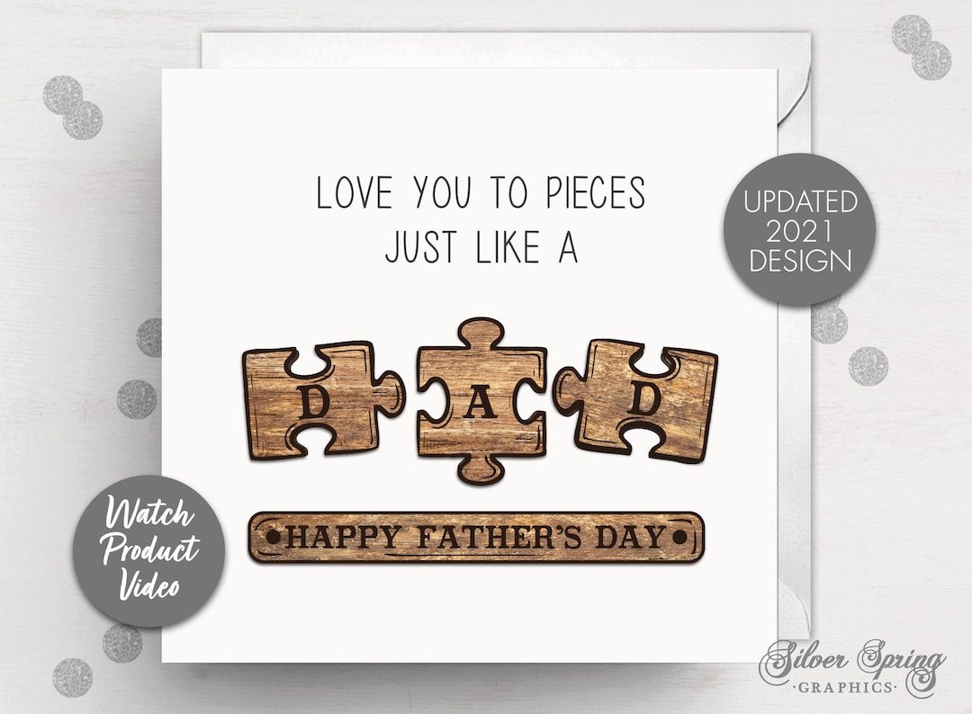 Father's Day Card, Puzzle Card, Just Like a Dad Card, Jigsaw Card, Step ...