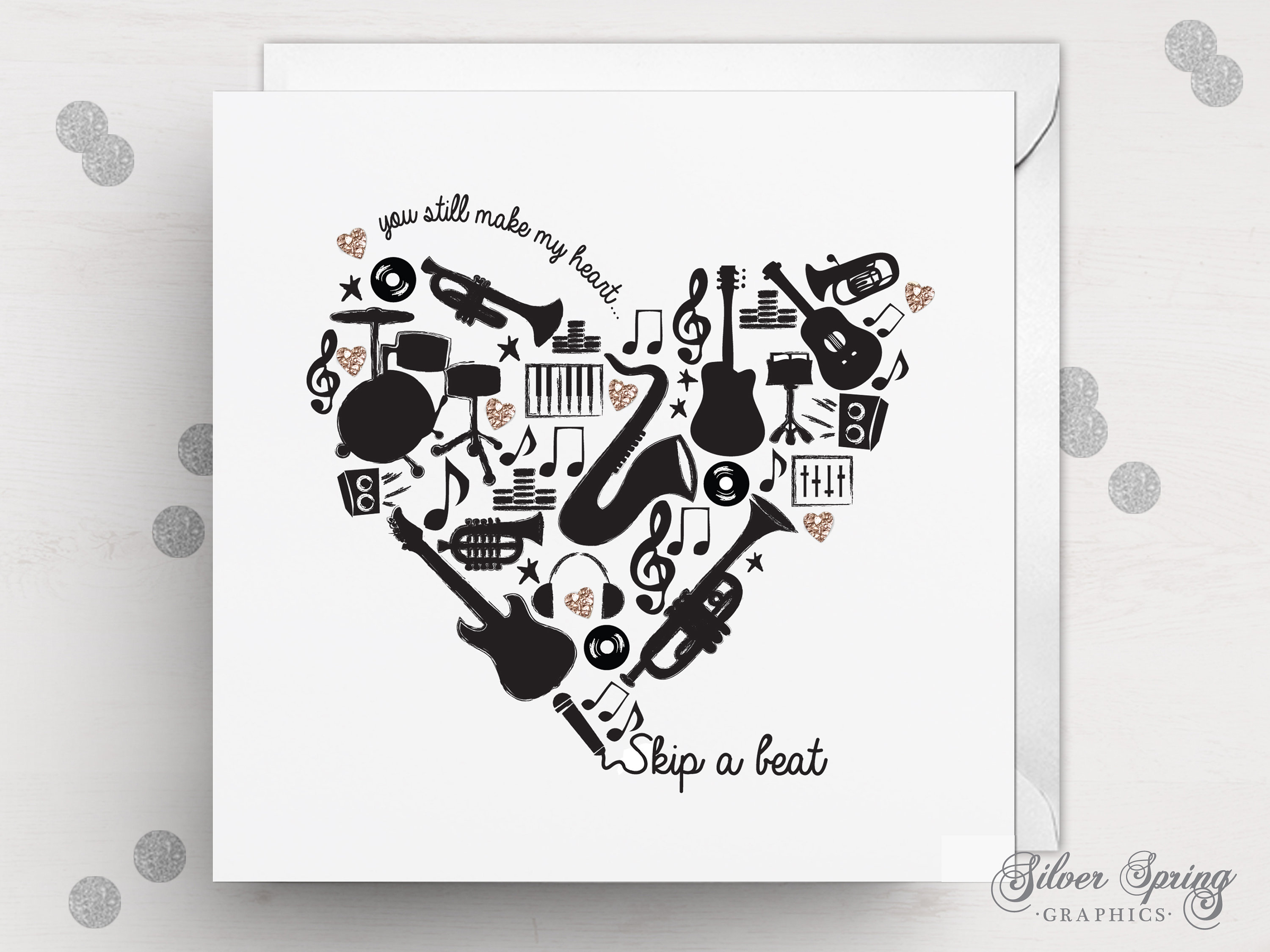 Music Themed Anniversary Card Valentine's Day Card Heart - Etsy