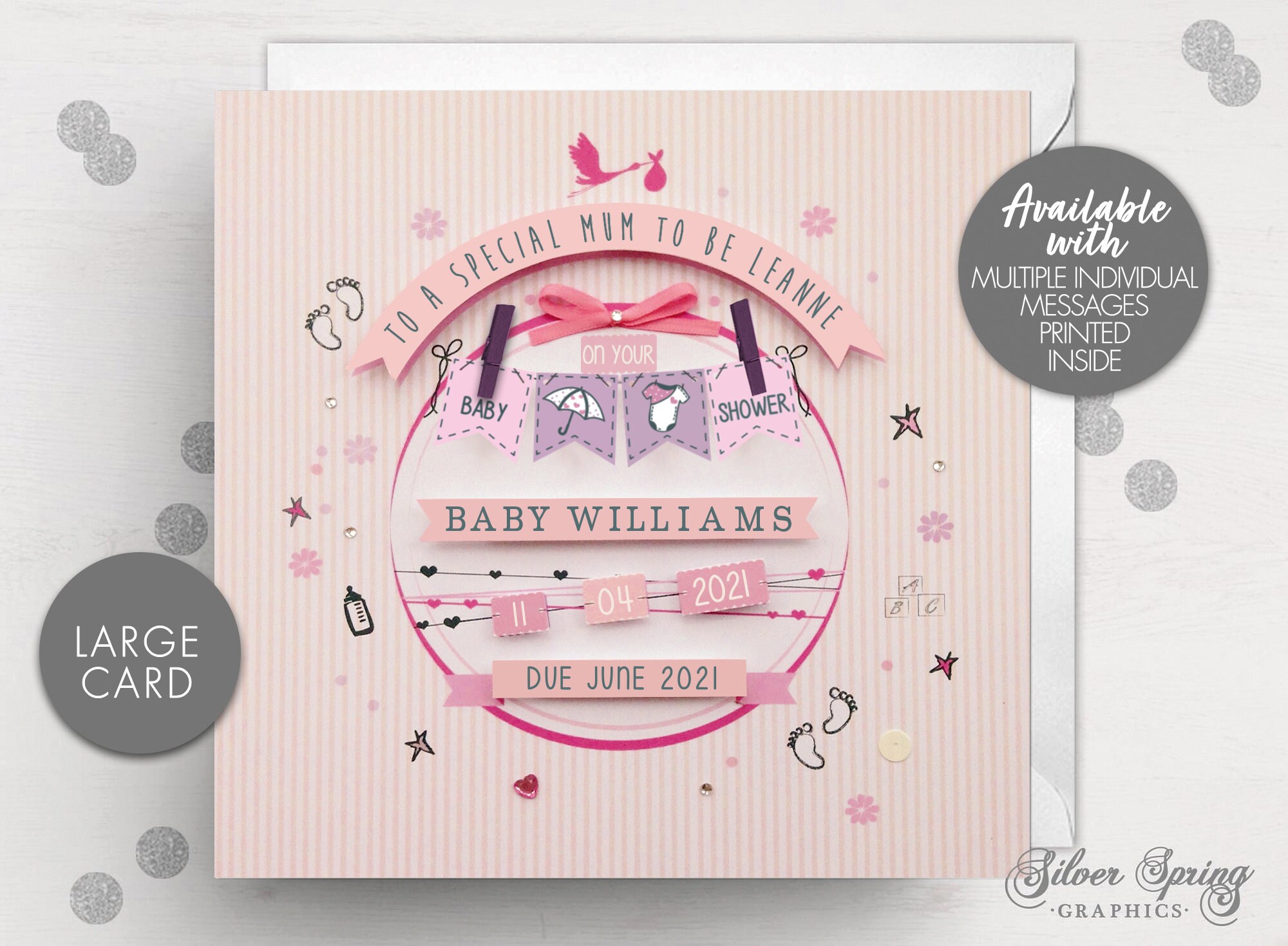 Personalised Baby Shower Large Card Baby Shower Card Group | Etsy