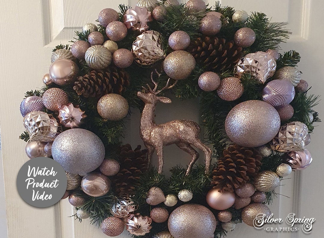 Christmas Wreath, Bauble Wreath, Christmas Decoration, Glitter Bauble ...