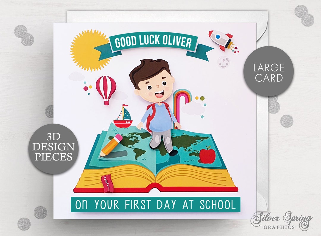 Personalised First Day at School Card, 1st Day at School Card, Large ...