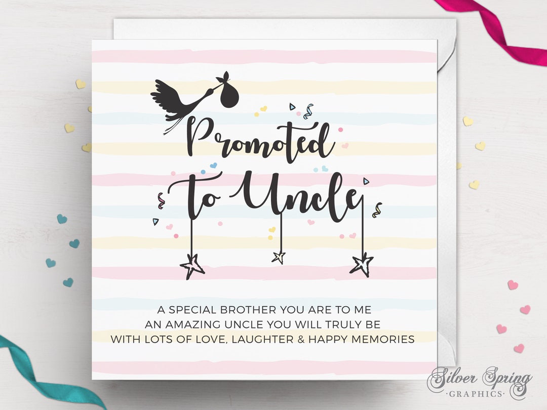 Pregnancy Announcement, Promoted to Uncle, New Uncle Card, New Baby ...