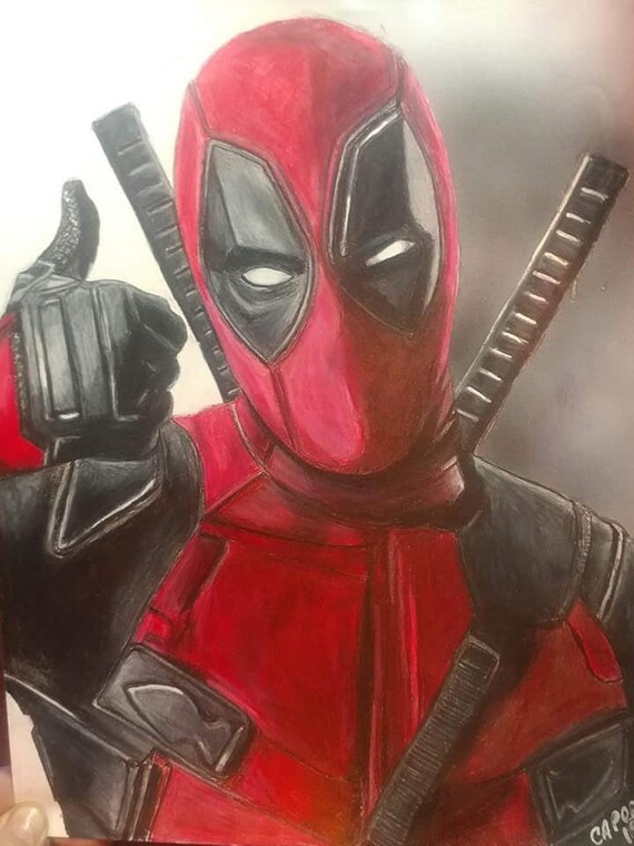 Deadpool in Colored Pencil - Etsy