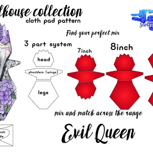 Cloth Pad Pattern, PDF Pattern for Cloth Pad, 8inch Evil Queen, Cloth ...