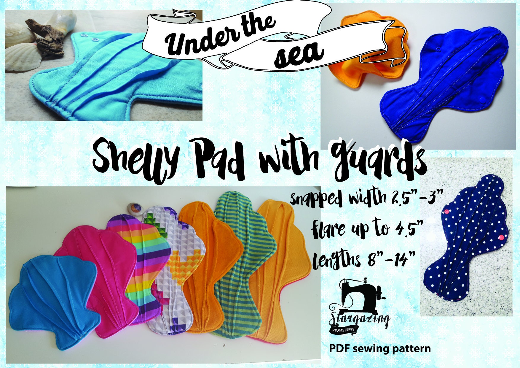 Cloth Pad Pattern Bundle, Shelly With Guards, Sewing Tutorial, Sea ...