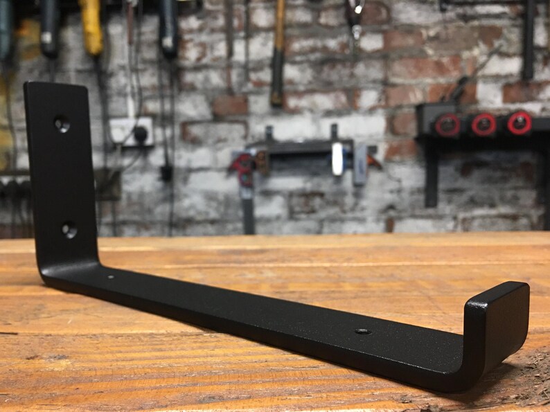 Black Matt Fine Texture Scaffold Board Shelving Bracket - 40x6mm Steel ...