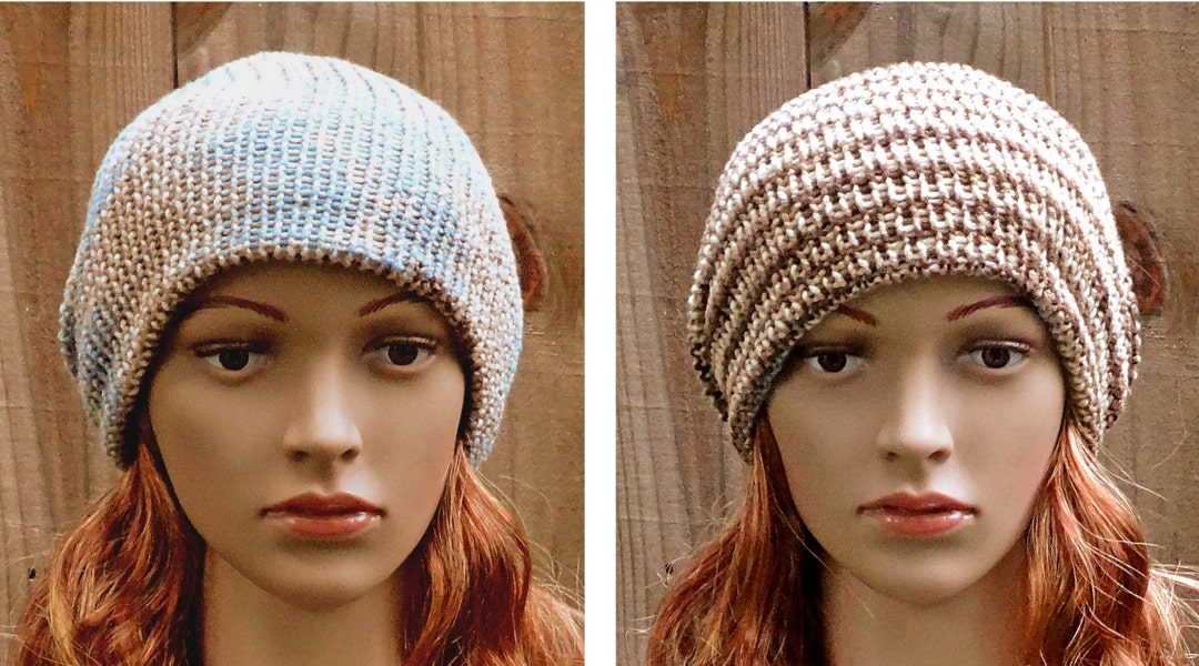 Reversible Slouchy Knit Hat Seamless Womens Teens - Etsy