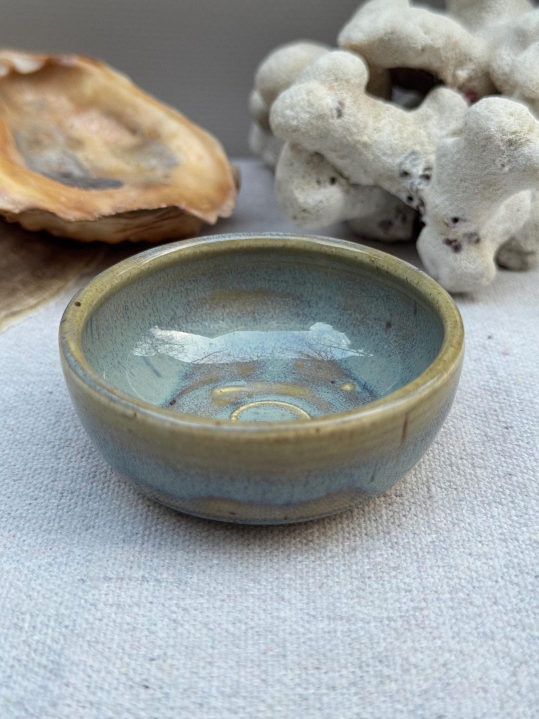 Handmade Stoneware Pottery: Mini Ceramic Point Judith Blue Spice Bowl ...