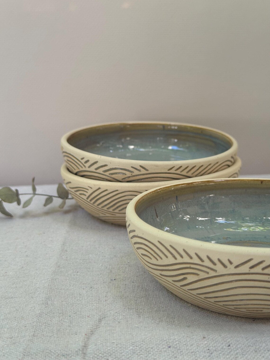 Carved Wave Bowl: Point Judith Blue - Etsy