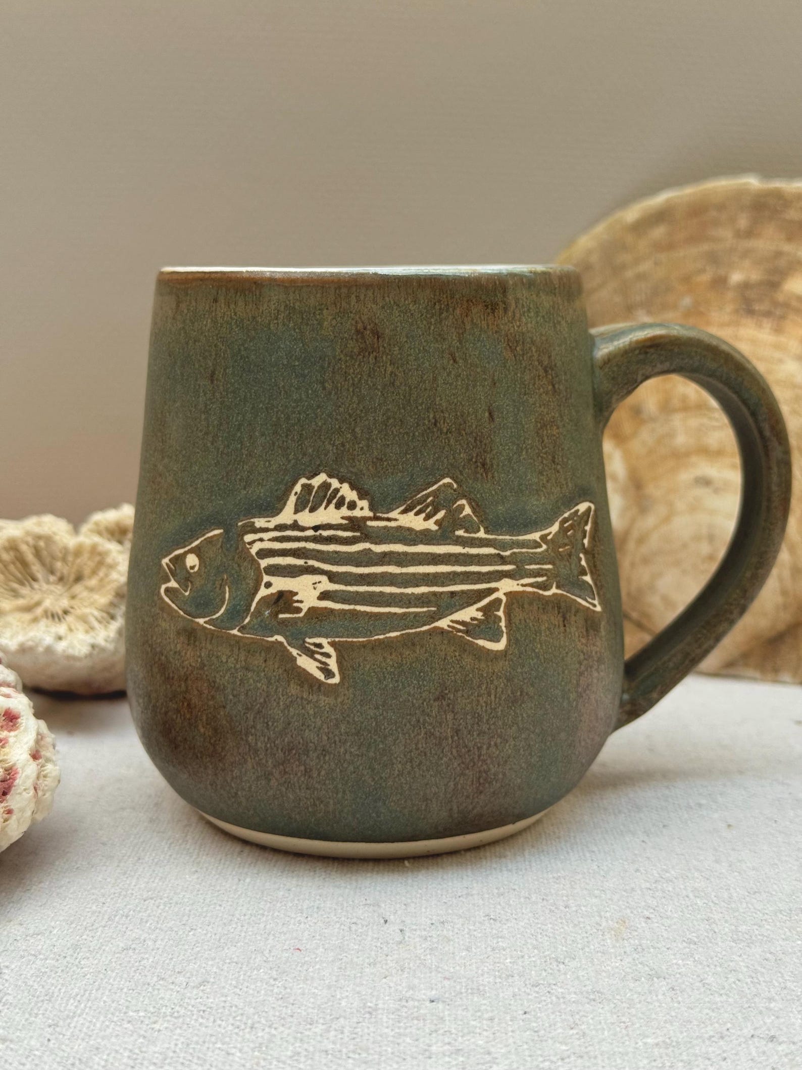 14oz Handmade Ceramic Striped Sea Bass Mug - Etsy