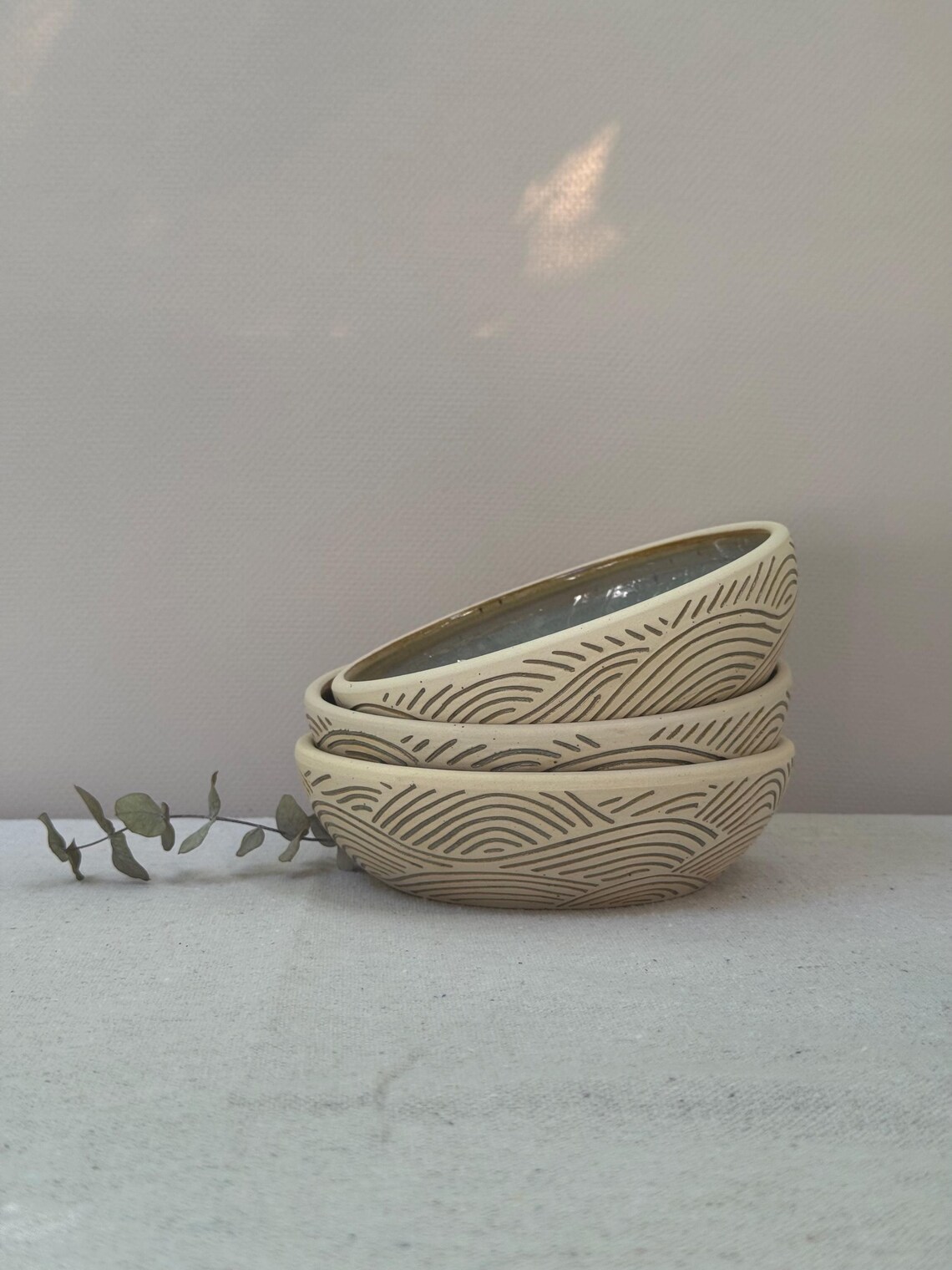 Carved Wave Bowl: Point Judith Blue - Etsy