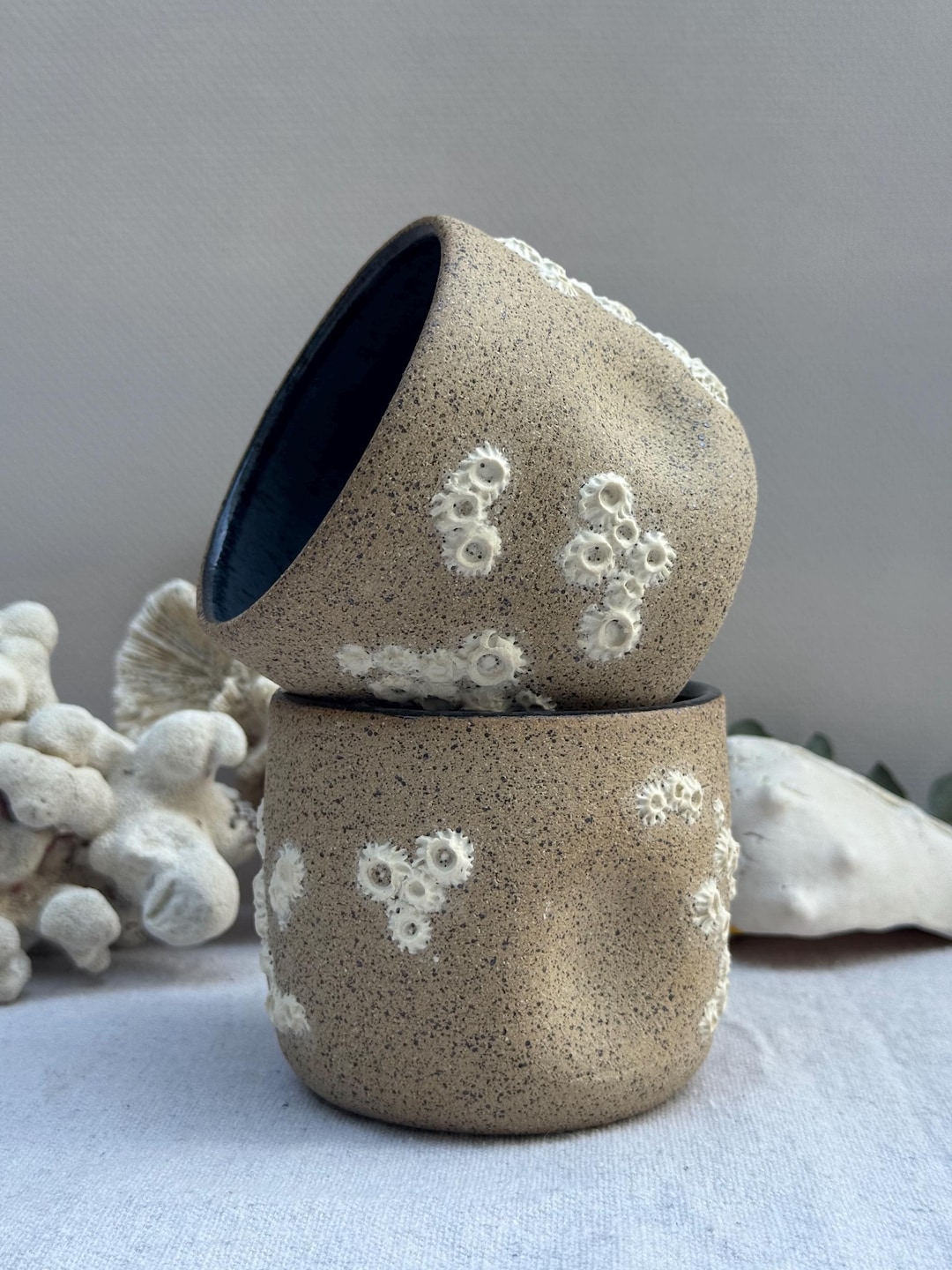 Handmade Stoneware Pottery- 10 Oz Barnacle Thumb Tumblers - Etsy