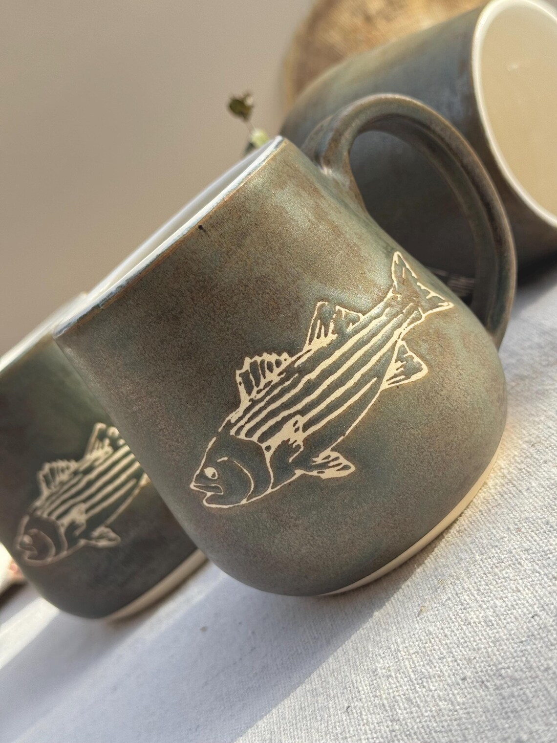 14oz Handmade Ceramic Striped Sea Bass Mug - Etsy