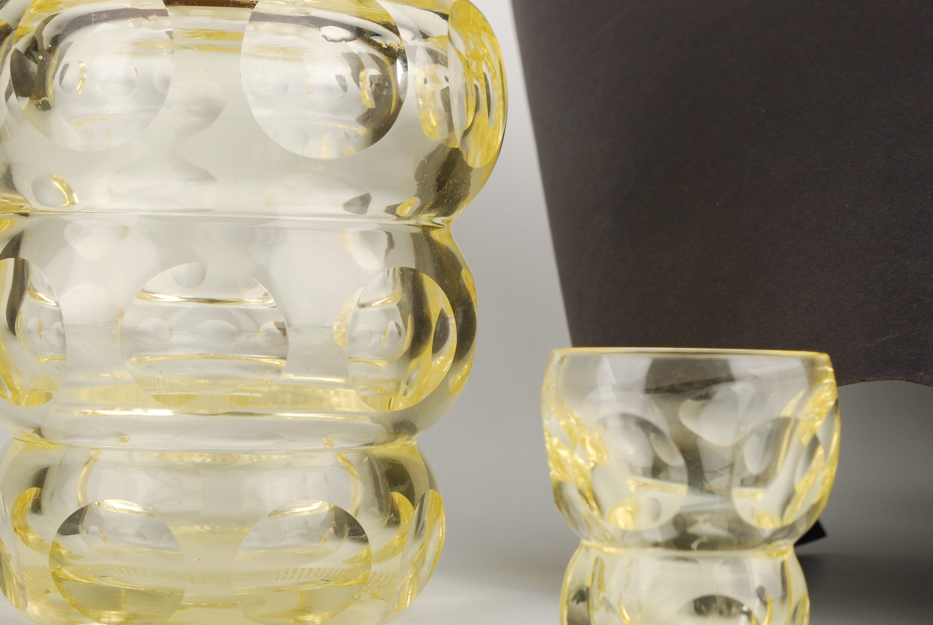 Moser Art Deco Yellow Crystal Glass Decanter Set, Czech Bohemian ...