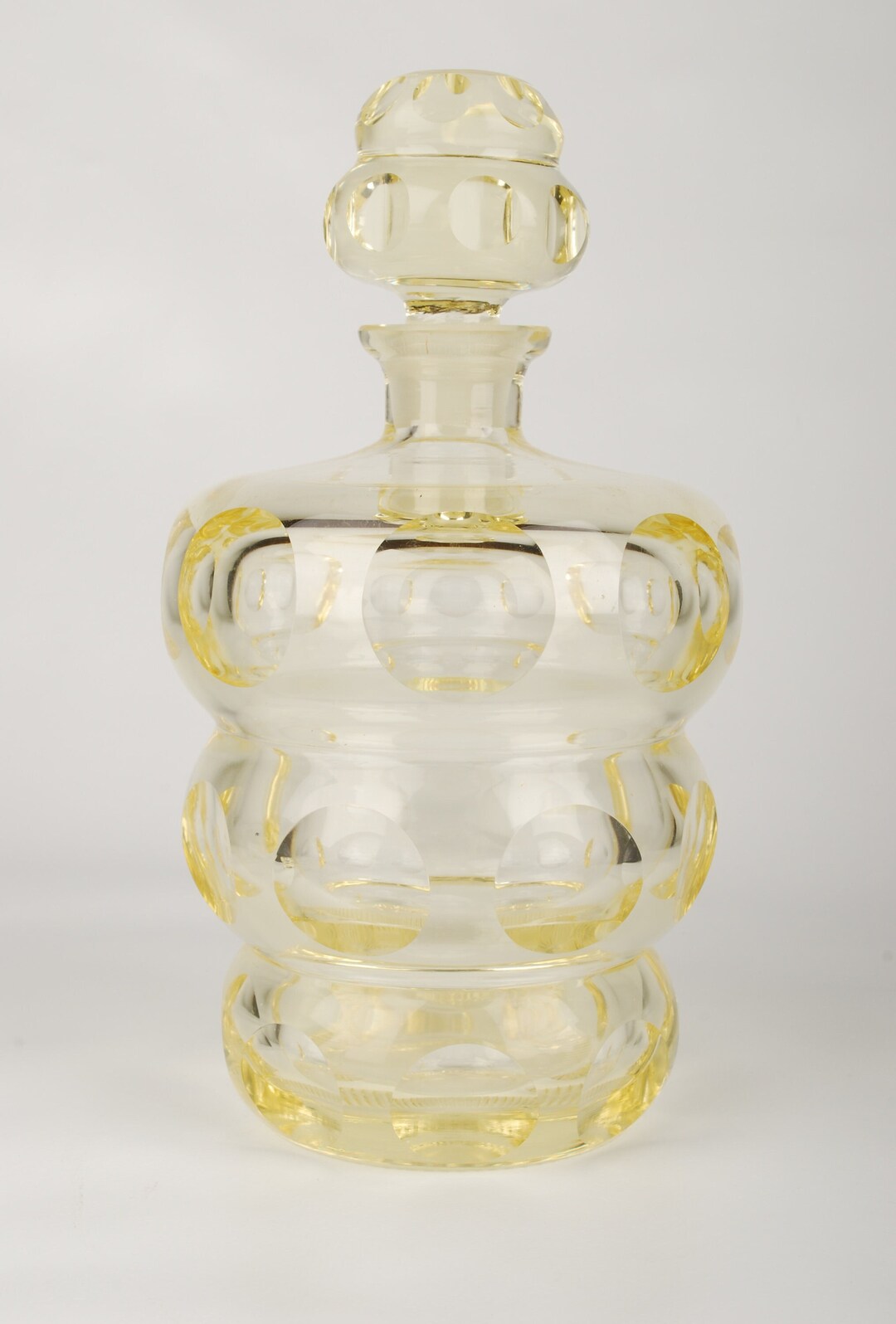 Moser Art Deco Yellow Crystal Glass Decanter Set, Czech Bohemian ...