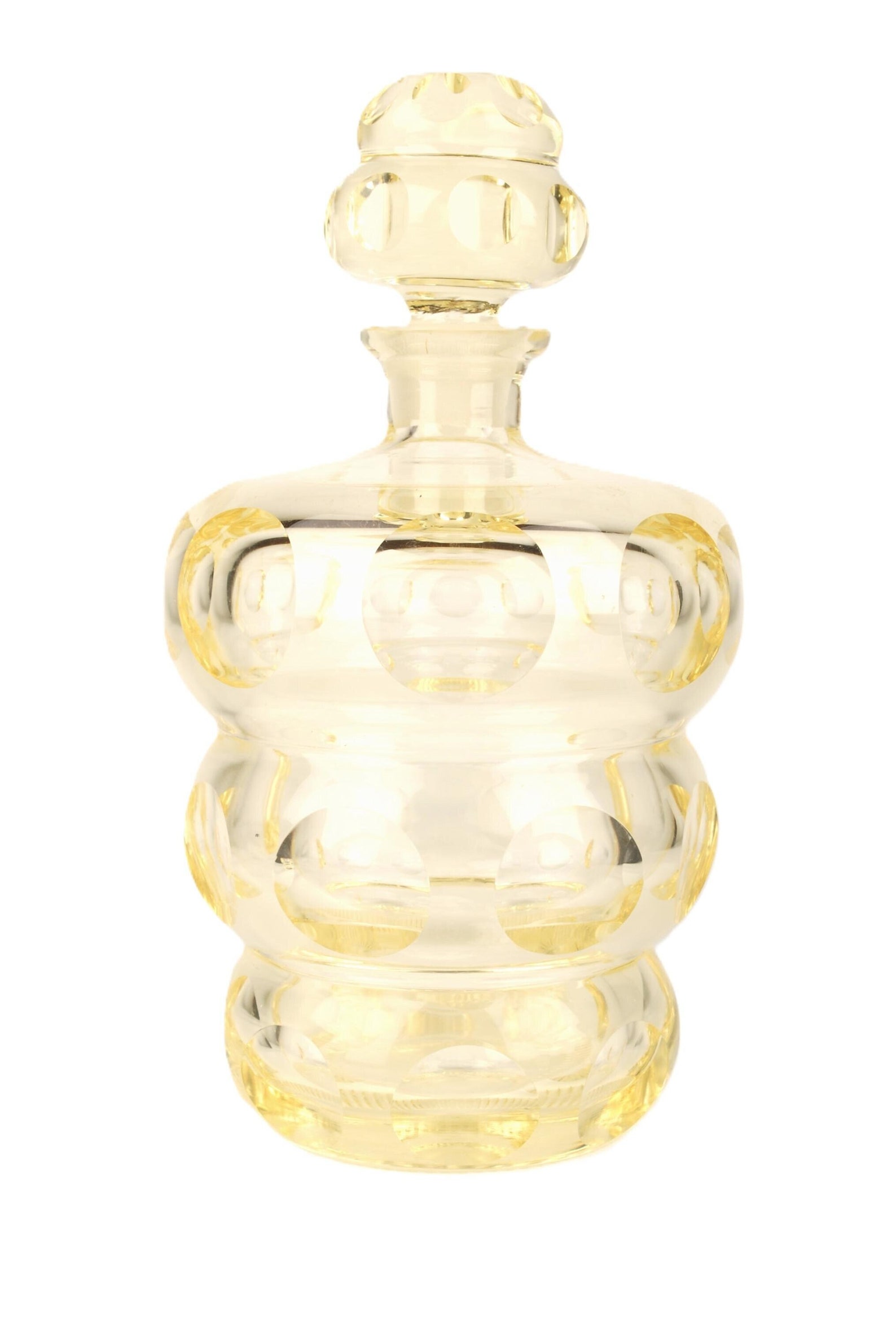Moser Art Deco Yellow Crystal Glass Decanter Set, Czech Bohemian ...