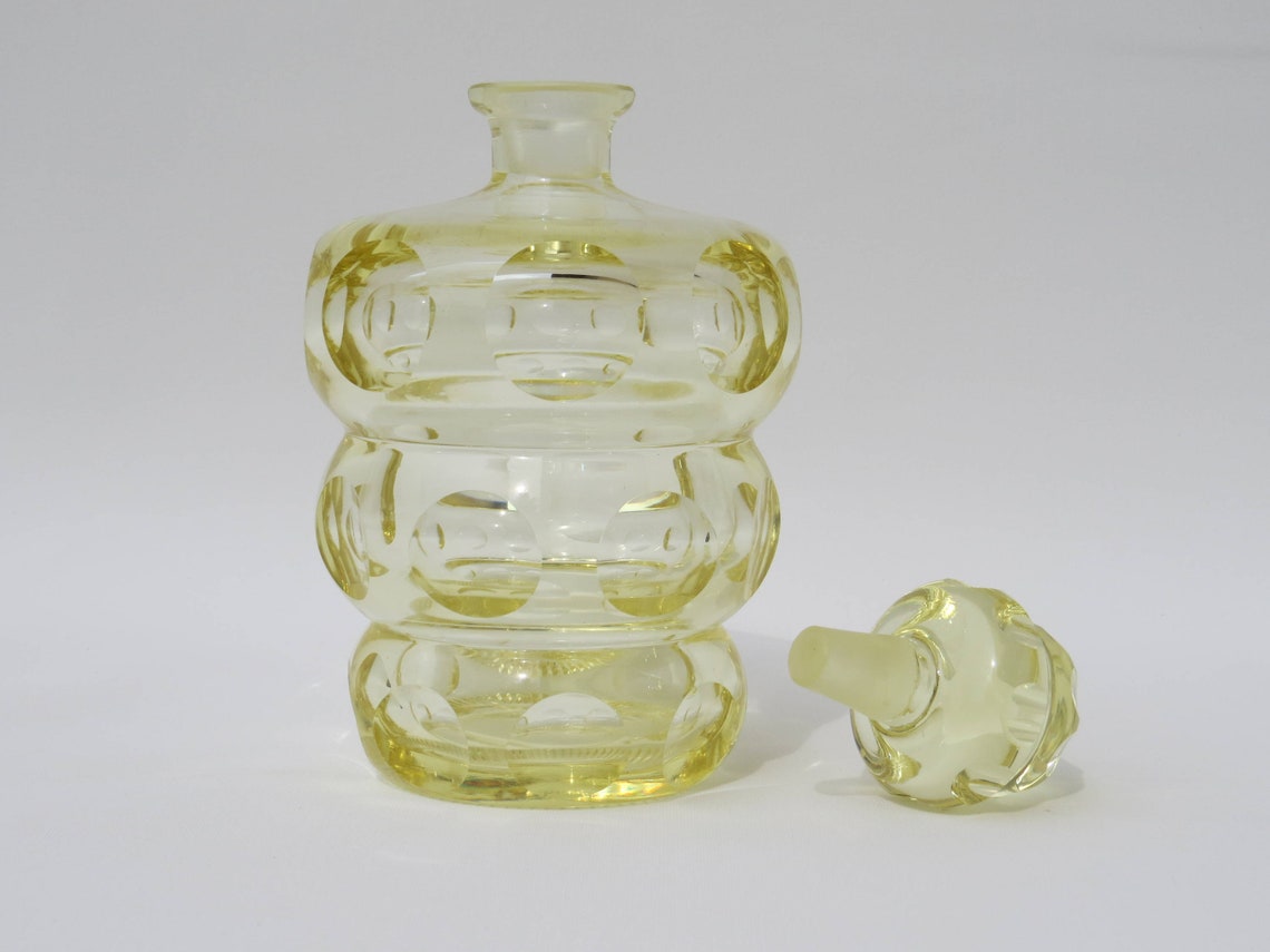 Moser Art Deco Yellow Crystal Glass Decanter Set Czech - Etsy
