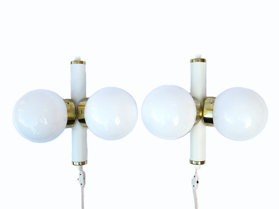 Sputnik Double Wall Lamps With Glass Globes, Pair of Space Age Glass ...