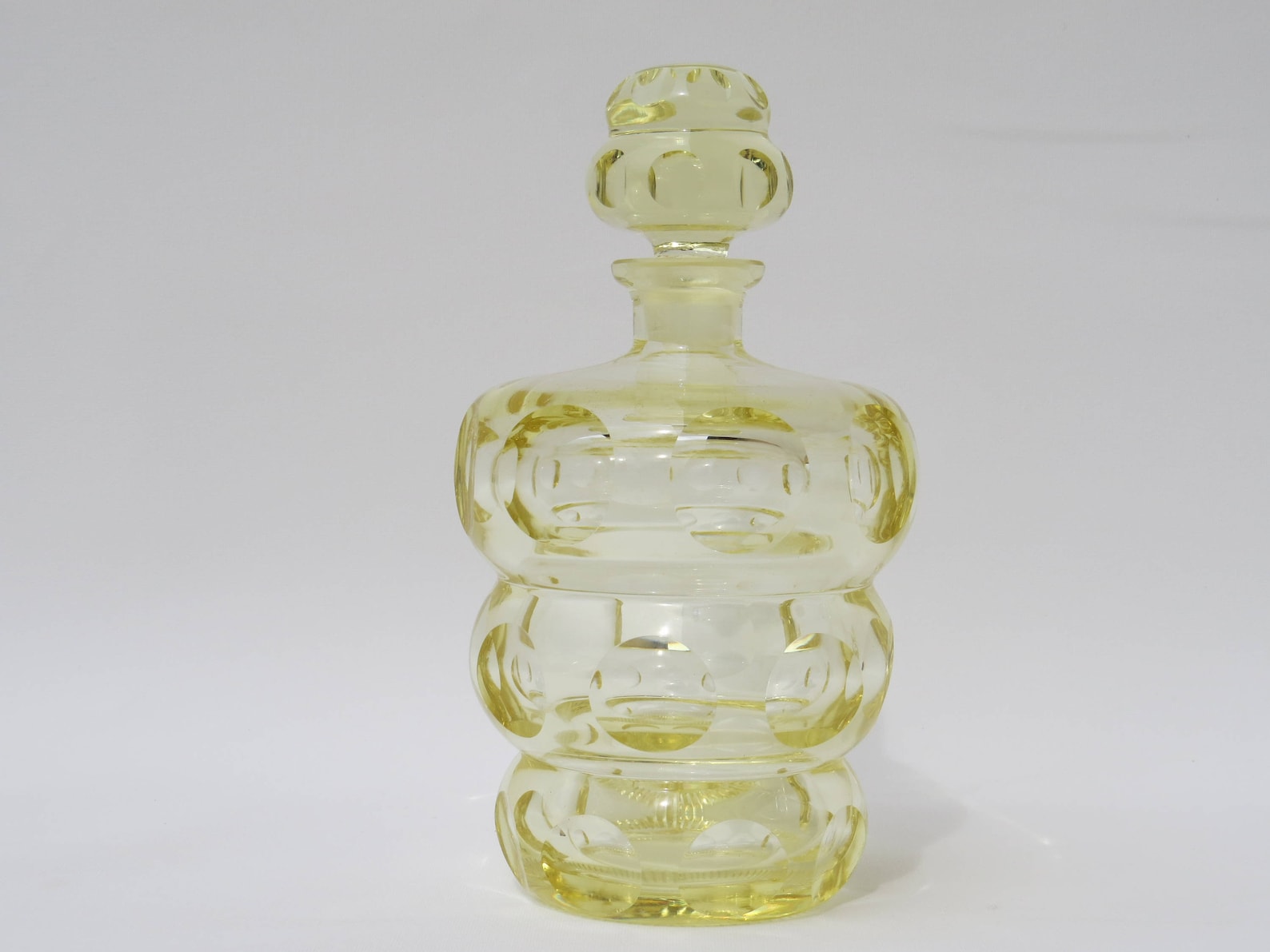 Moser Art Deco Yellow Crystal Glass Decanter Set, Czech Bohemian ...