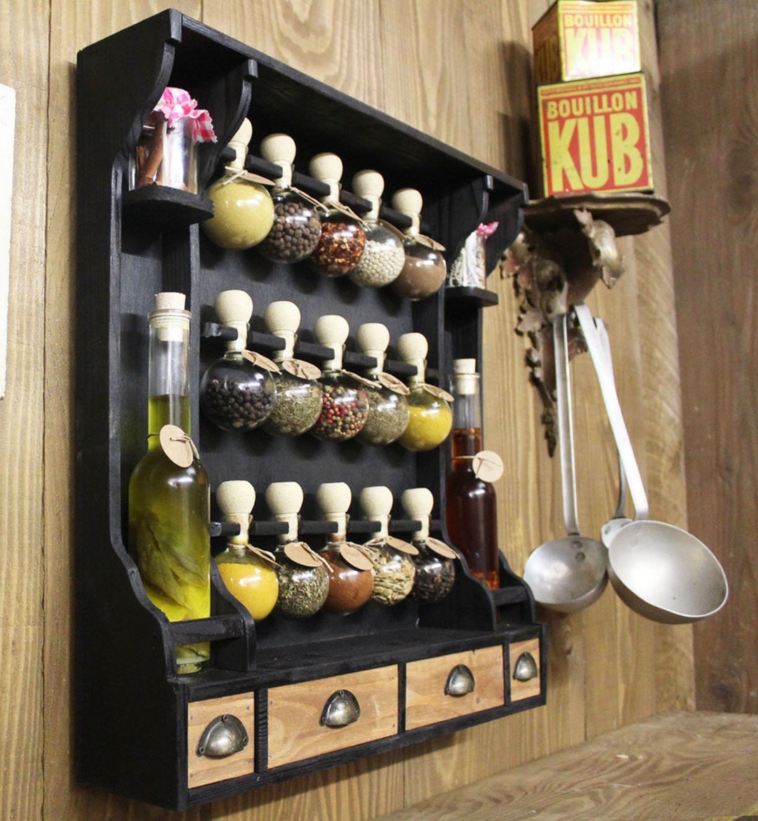 Wooden Spice Rack Vintage Kitchen Furniture 15 Spice - Etsy