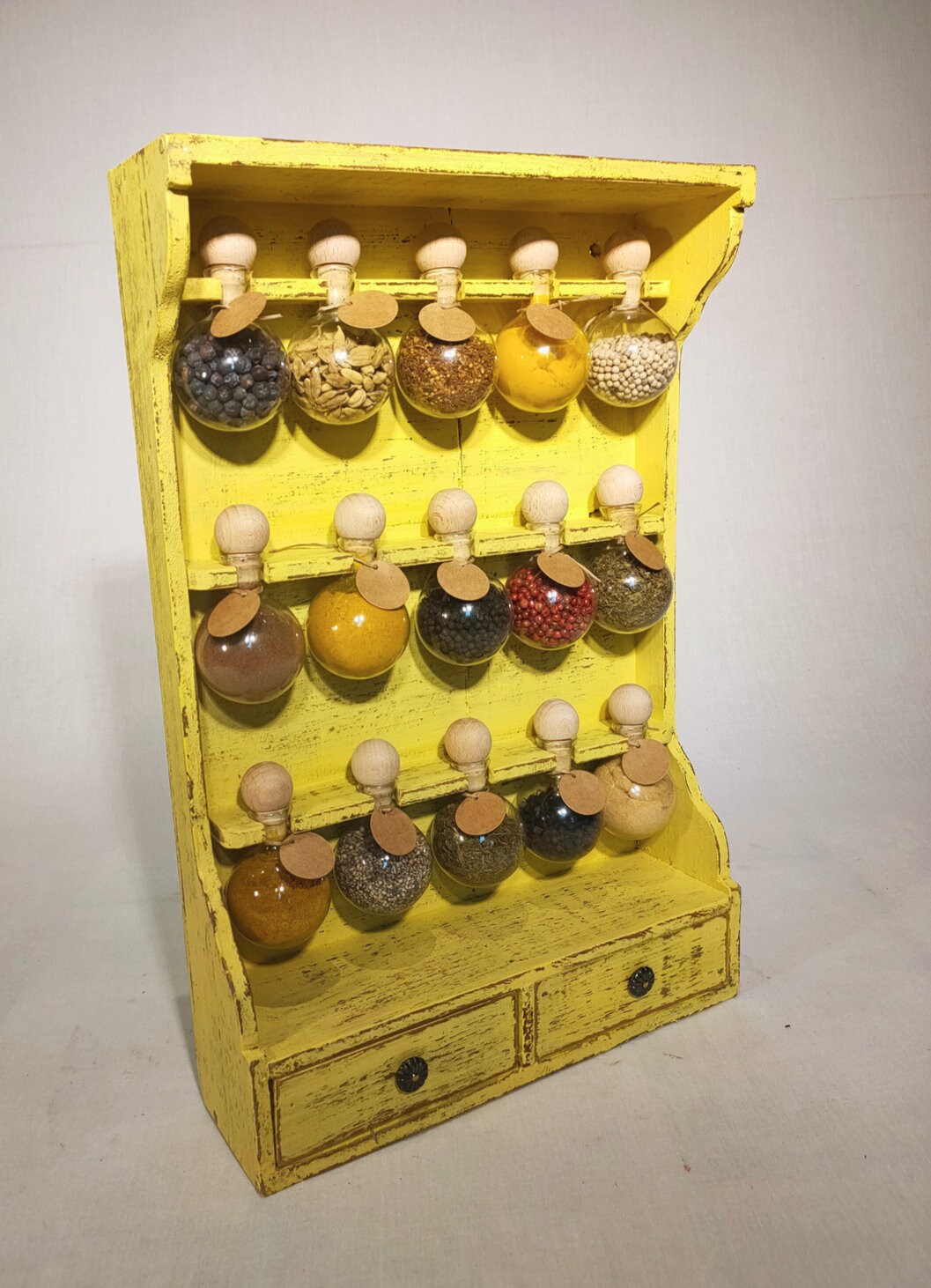 Wooden Spice Rack yellow Patina Vintage Kitchen Storage - Etsy