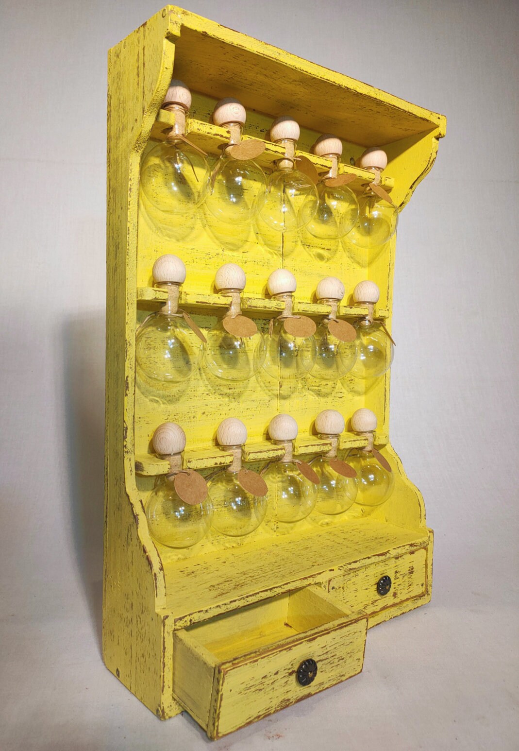 Wooden Spice Rack yellow Patina Vintage Kitchen Storage - Etsy