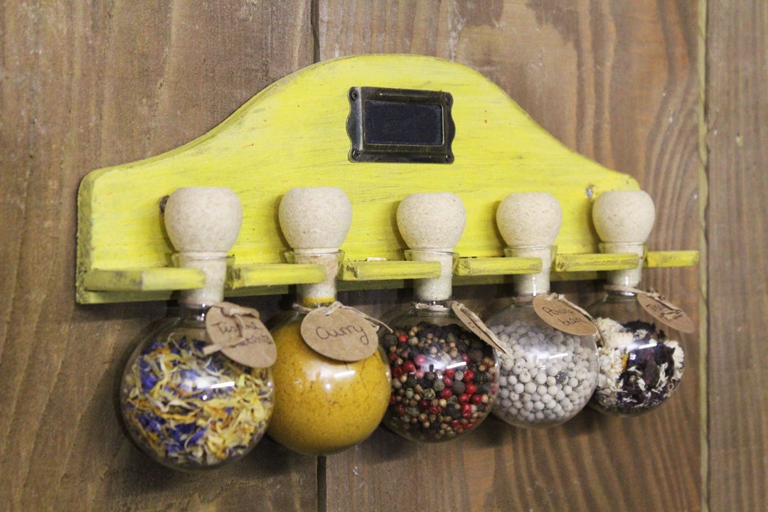5 Spice Wall Shelf (yellow Patina) - Etsy