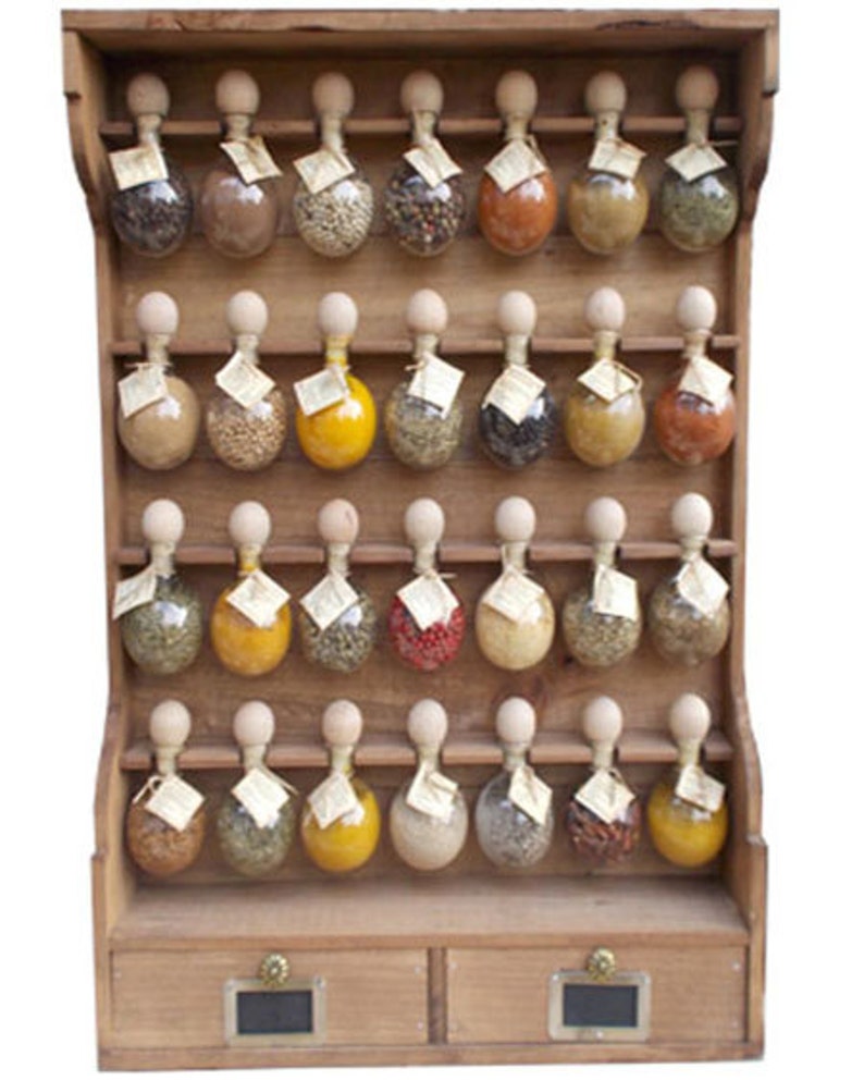 Wooden Spice Rack Authentic Retro Kitchen Shelf With 28 - Etsy